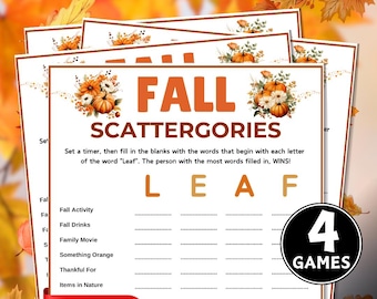 Fall Scattergories Games Bundle, Fall Party Games, Group Activity Ideas ...