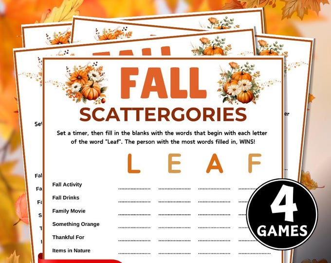 Fall Scattergories Games Bundle, Fall Party Games, Group Activity Ideas ...