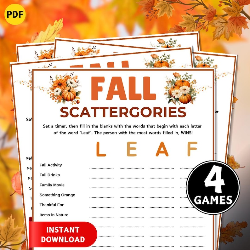 Fall Scattergories Games Bundle, Fall Party Games, Group Activity Ideas ...