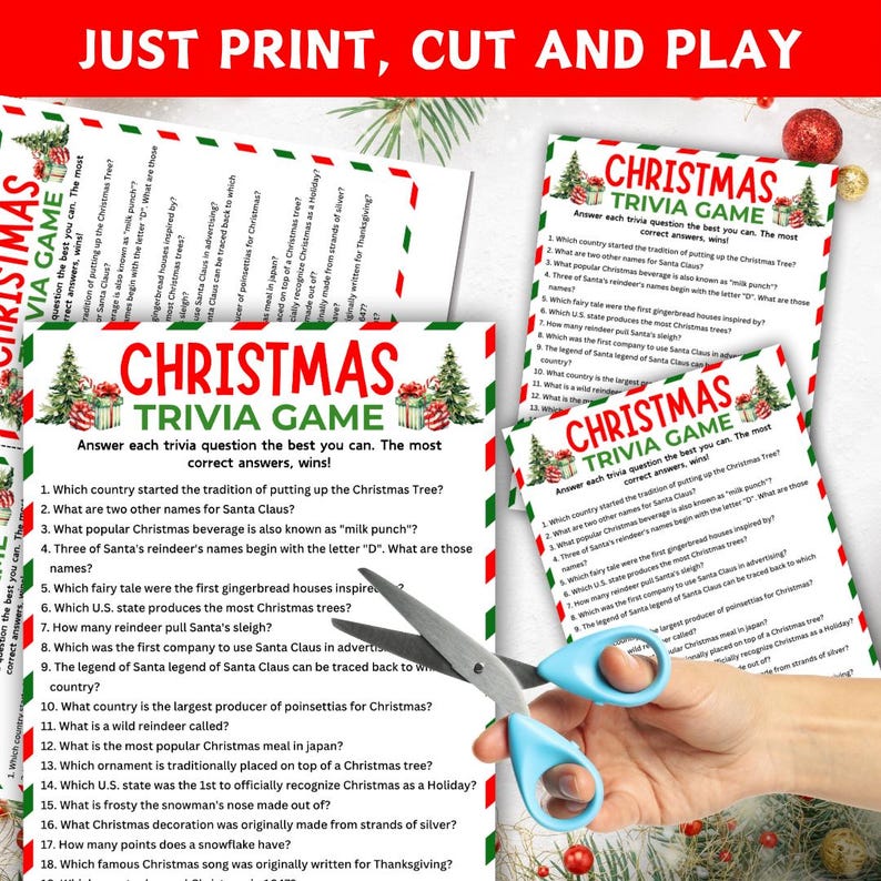 Christmas Trivia Game, Printable Christmas Game, Family Game, Christmas ...