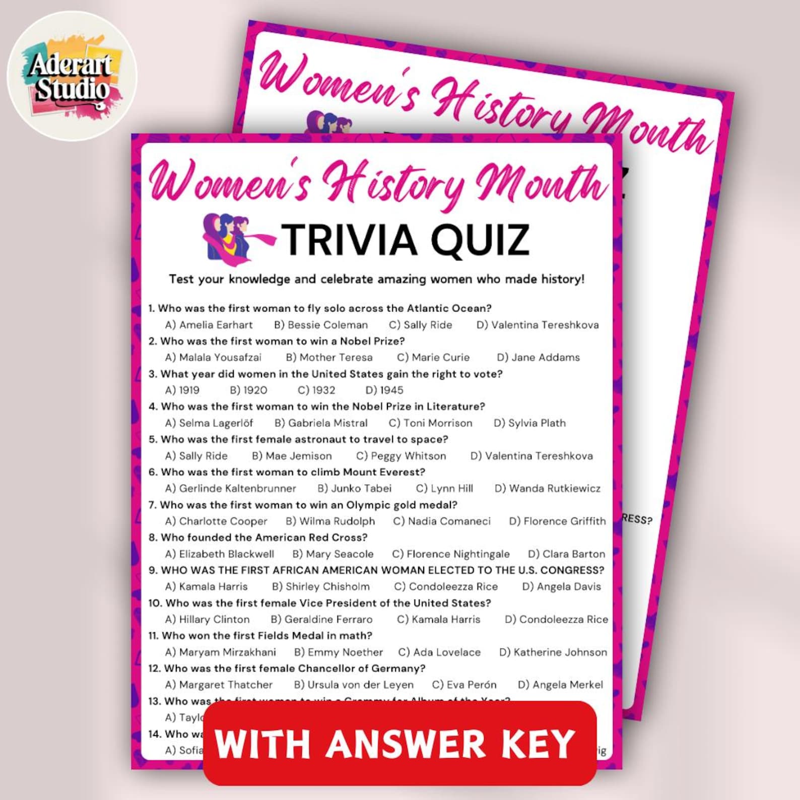 Women's History Month Trivia Game, Famous Women Quiz, Women's Day Quiz ...