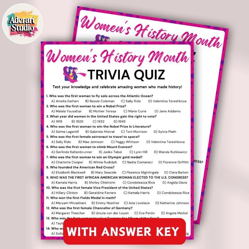 Women's History Month Trivia Game, Famous Women Quiz, Women's Day Quiz ...