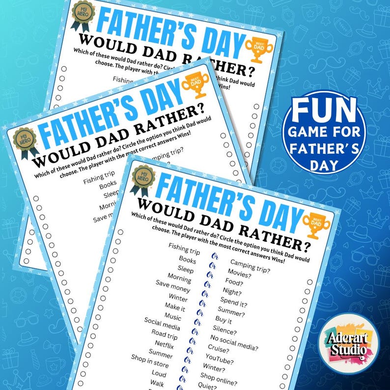 Would Dad Rather Father's Day Game, Printable Father's Day Games, Who ...