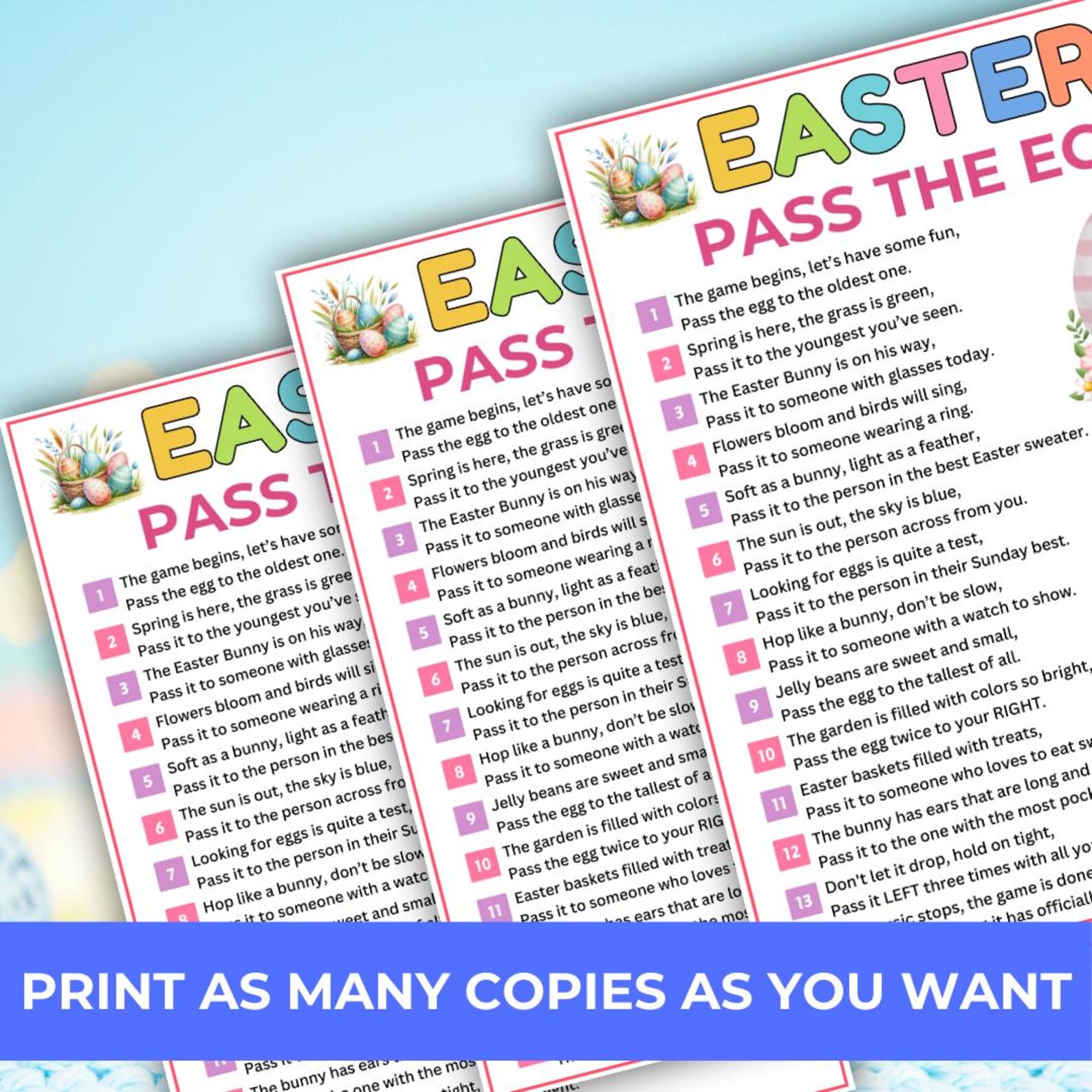 Pass the Egg Game, Fun Printable Easter Game for Kids, Pass the Prize ...