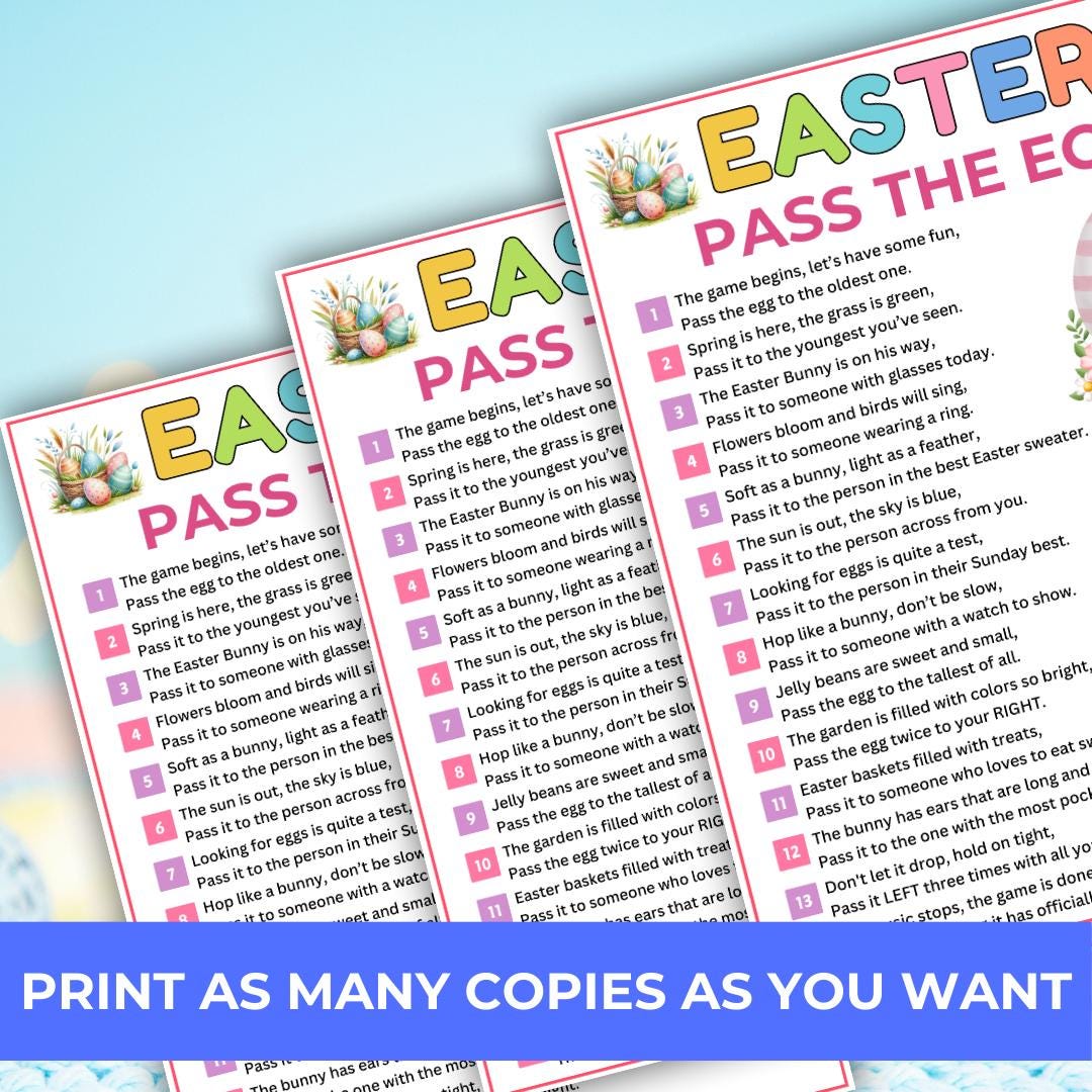 Pass the Egg Game, Fun Printable Easter Game for Kids, Pass the Prize ...