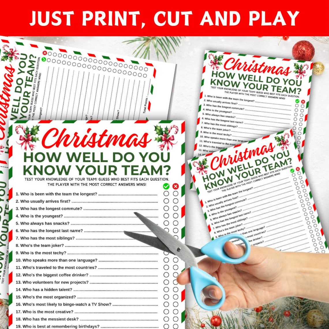 How Well Do You Know Your Team, Printable Office Party Game, Team ...