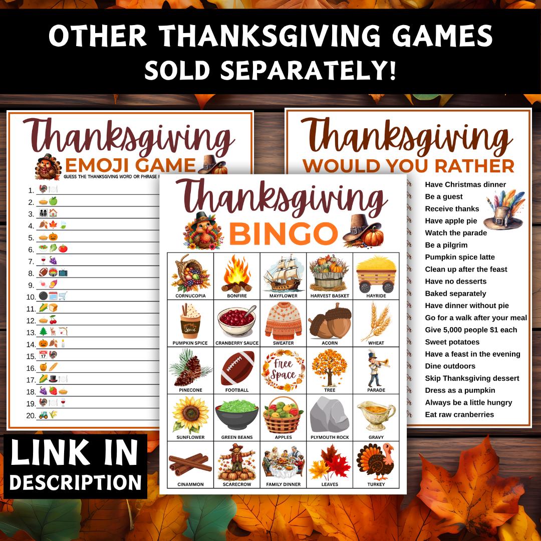 Thanksgiving Think Fast Game! Printable Thanksgiving Games, Think Quick ...