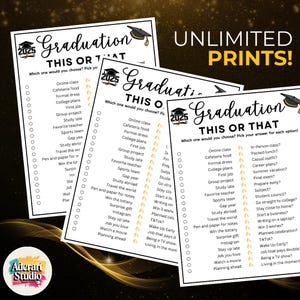 Printable This or That Graduation Game, Would You Rather, Graduation ...
