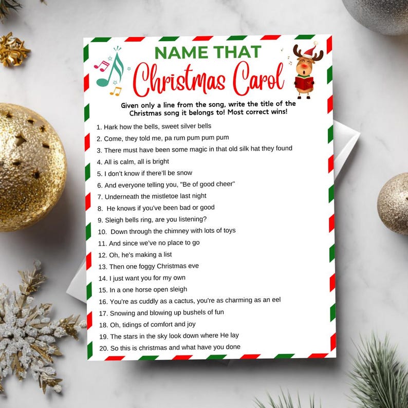Name That Christmas Carol Game, Printable Christmas Game, Christmas ...