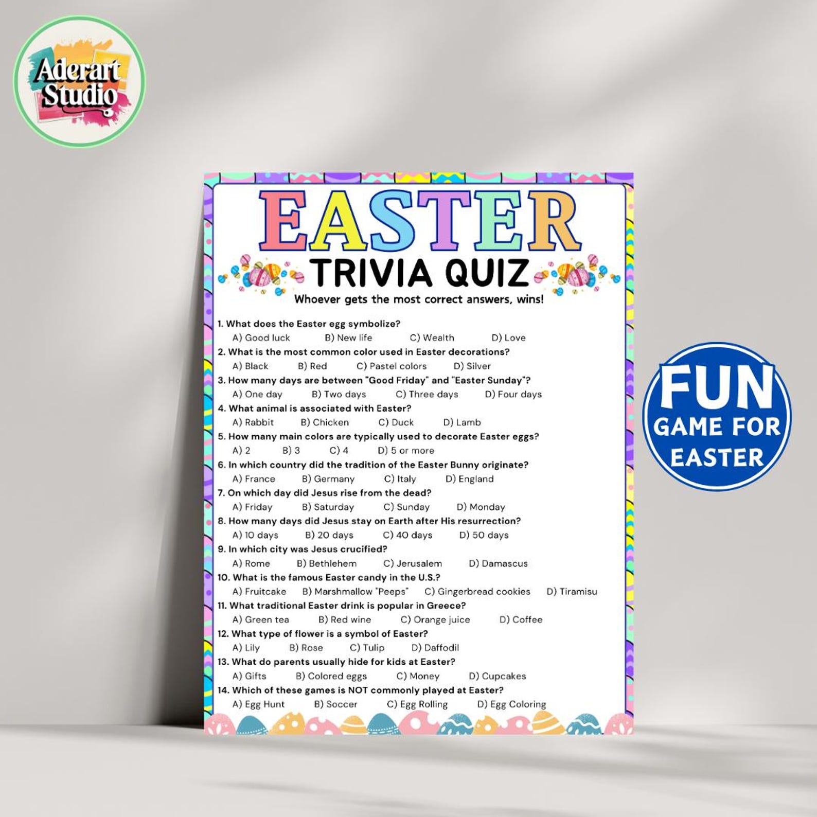 Easter Trivia Game, Easter Trivia Quiz, Easter Party Games, Printable ...