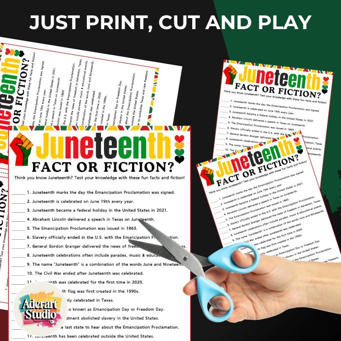 Juneteenth Fact or Fiction Game, True or False Quiz, Juneteenth Trivia ...