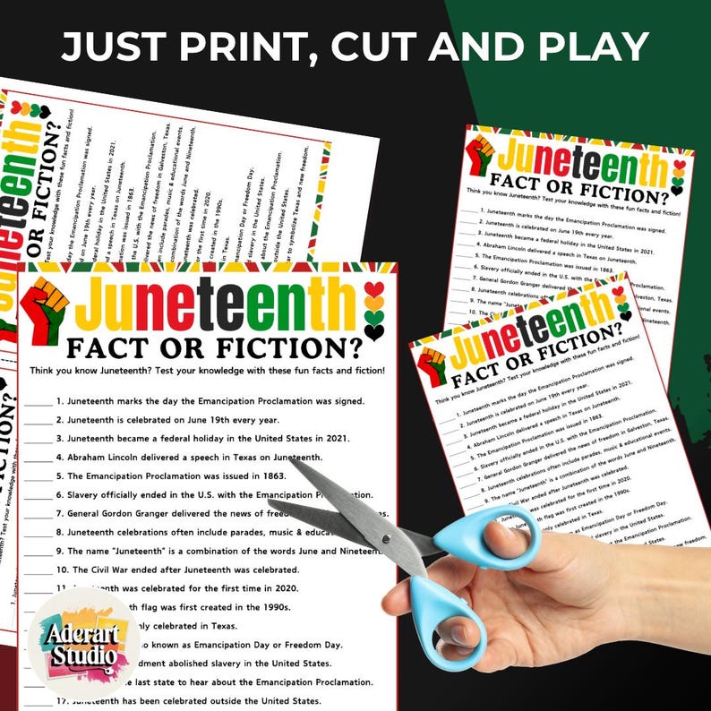 Juneteenth Fact or Fiction Game, True or False Quiz, Juneteenth Trivia ...
