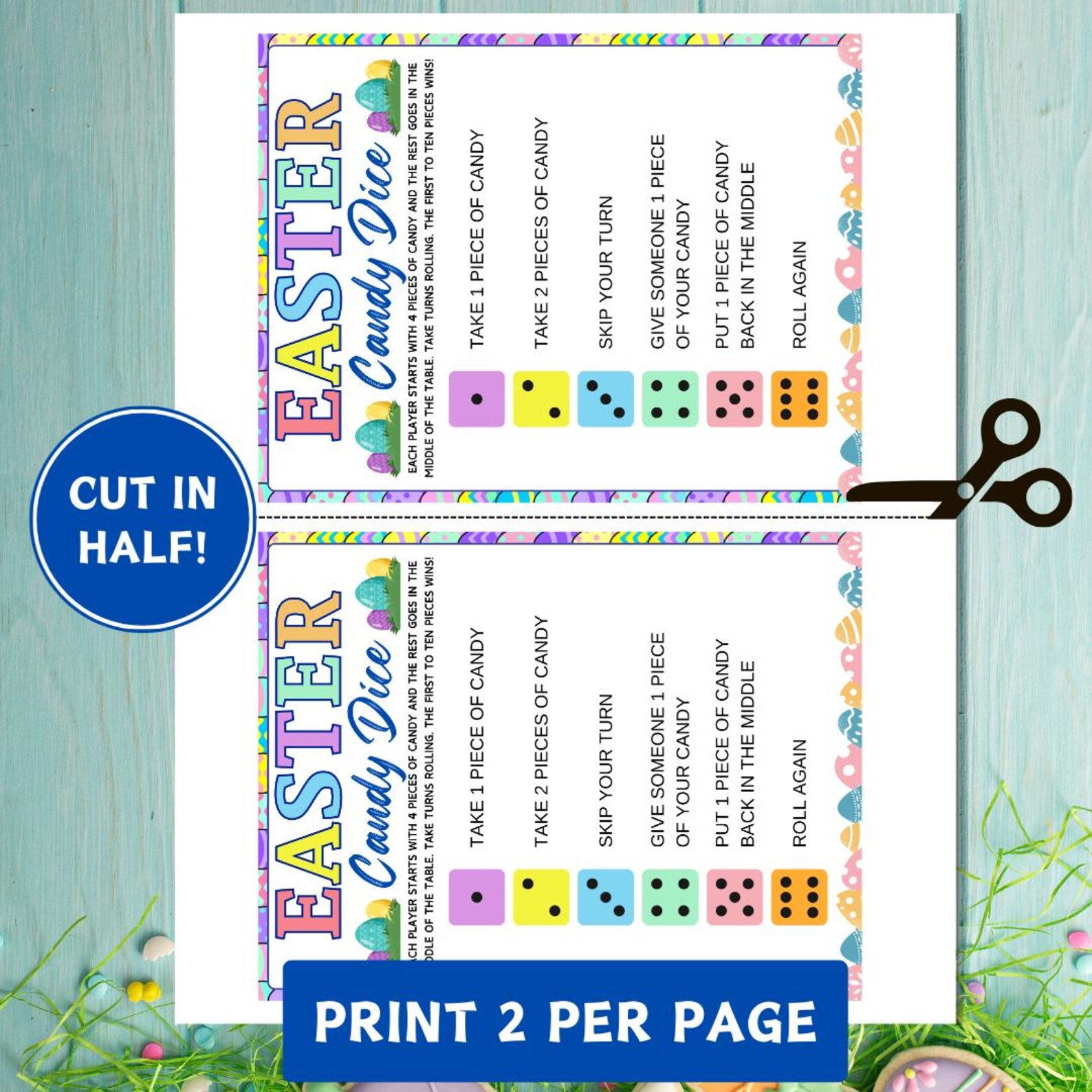 Printable Easter Candy Dice Game, Pass the Candy Game, Fun Easter Party ...