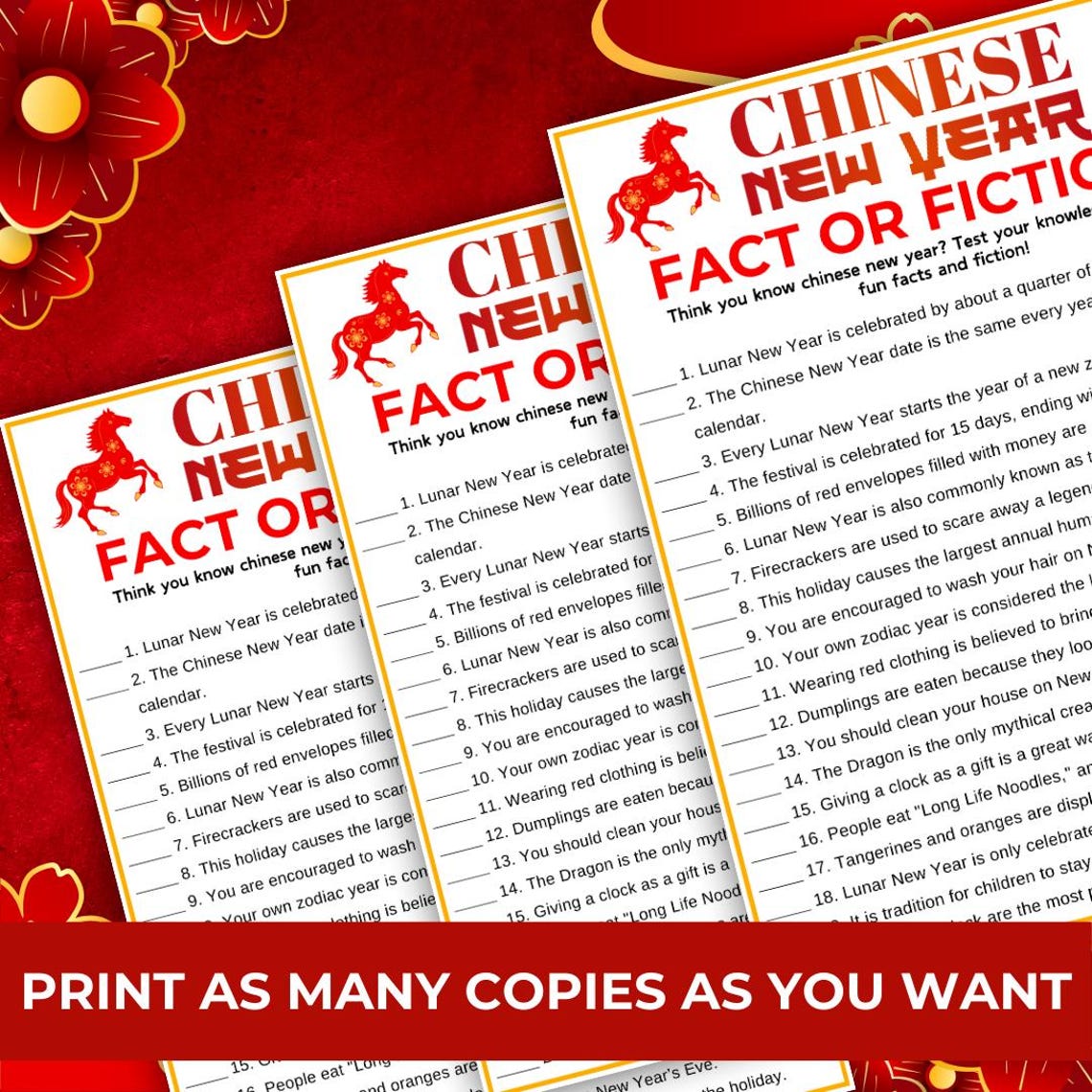 Chinese New Year Fact or Fiction Game, Lunar New Year Activity ...