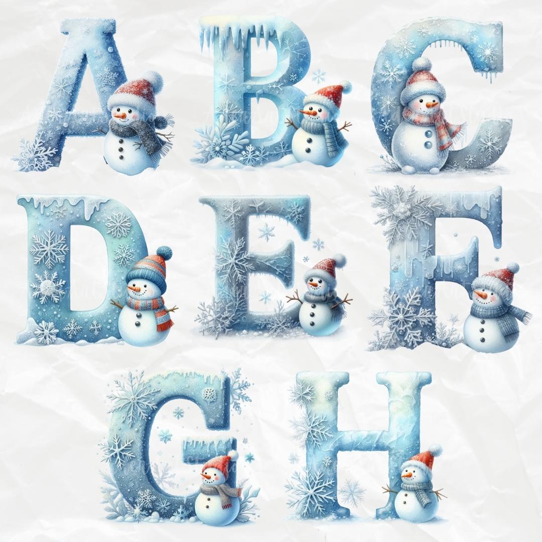 Christmas Alphabet and Numbers Clipart Bundle, Christmas Letters ...