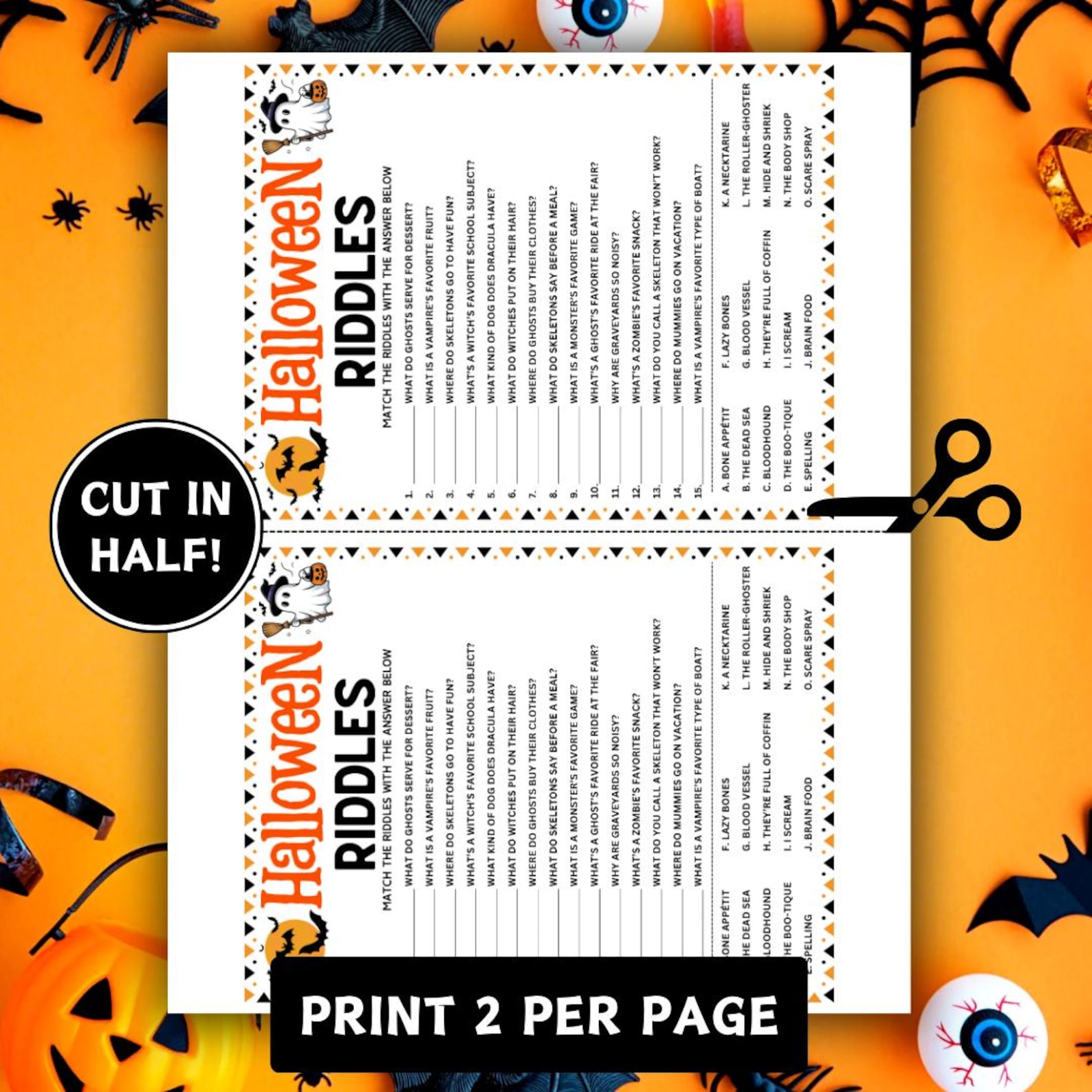 Halloween Riddles Game, Halloween Riddle Me This Game, Halloween Party ...