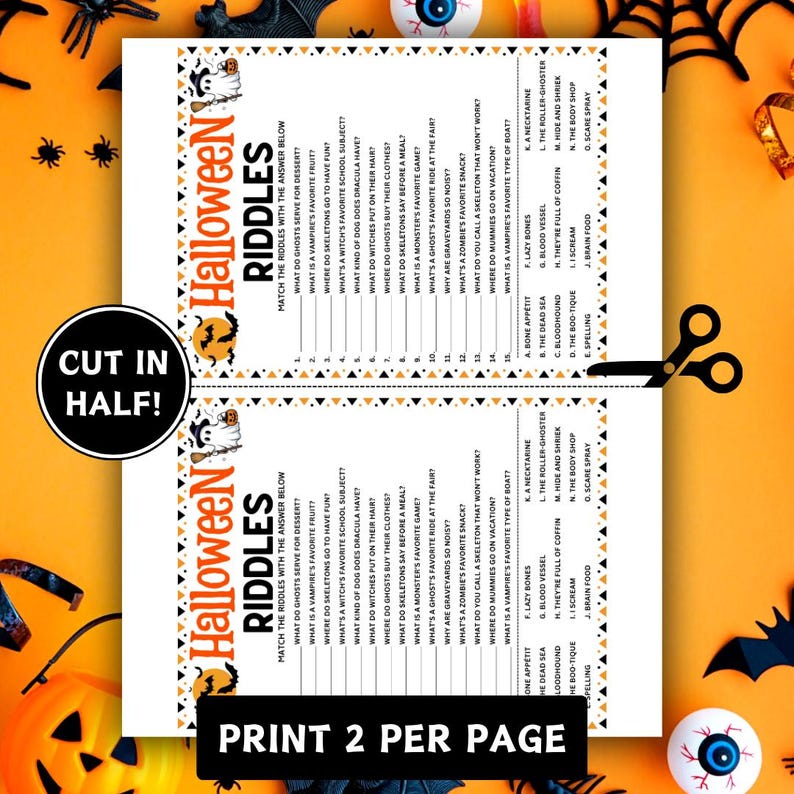 Halloween Riddles Game, Halloween Riddle Me This Game, Halloween Party ...