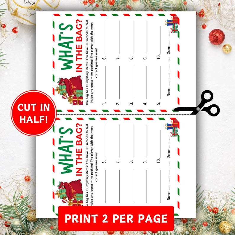 What's in the Bag Christmas Game, Printable Christmas Game, Christmas ...