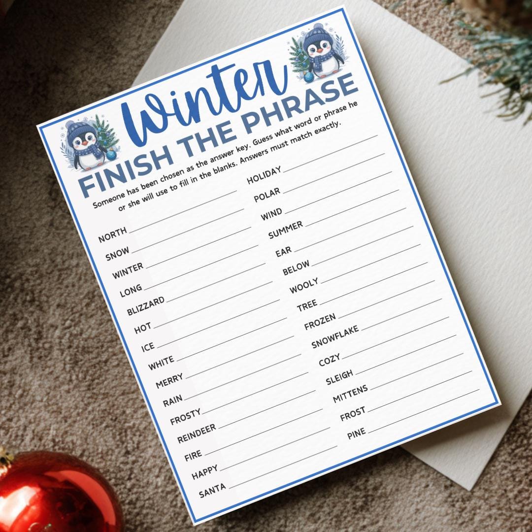 Winter Finish the Phrase Game, Printable Winter Game, Winter Trivia ...