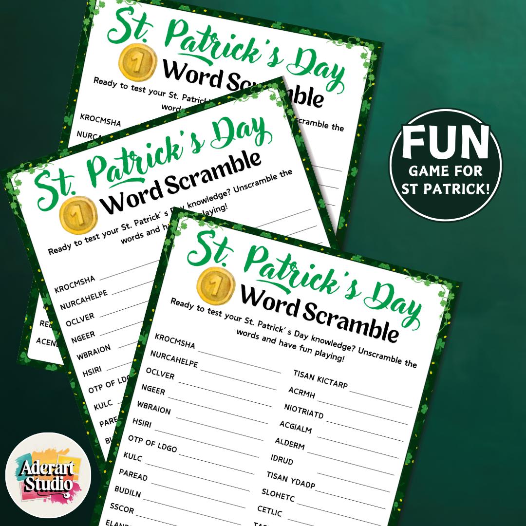St. Patrick's Day Word Scramble Game, St. Patrick's Day Game, Activity ...
