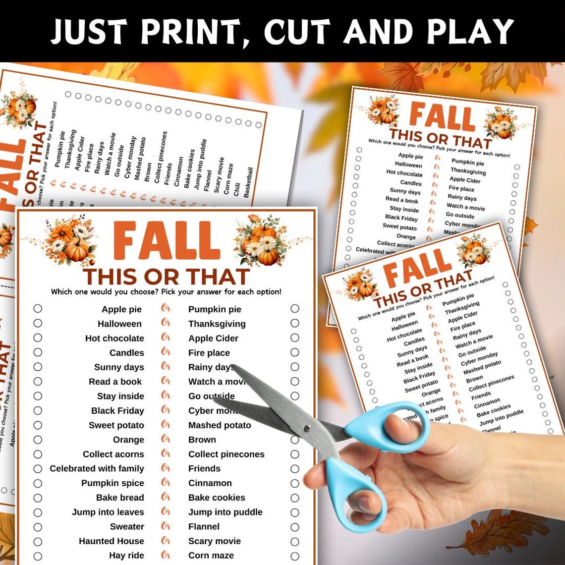 Fall This or That Game, Would You Rather, Printable Autumn Games, Fall ...