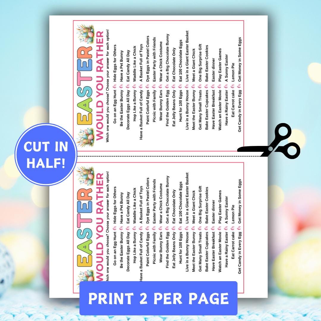 Easter Would You Rather Game, Family Easter Game, Printable Easter ...