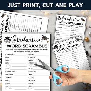 Graduation Word Scramble Game, Printable Graduation Party Games ...