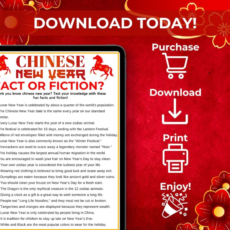 Chinese New Year Fact or Fiction Game, Lunar New Year Activity ...