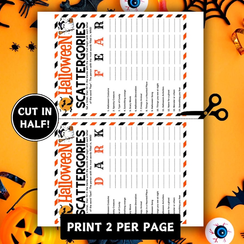 Halloween Scattergories Game, Halloween Printable Games, Group Activity ...