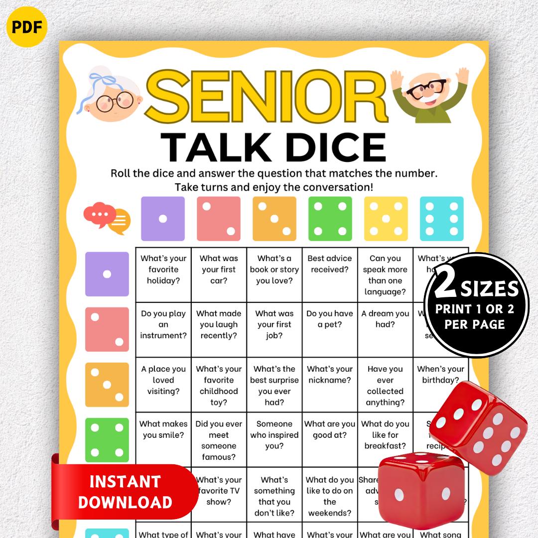 Games for Senior Citizens, Dicebreaker Game, Table Talk Dice, Seniors ...