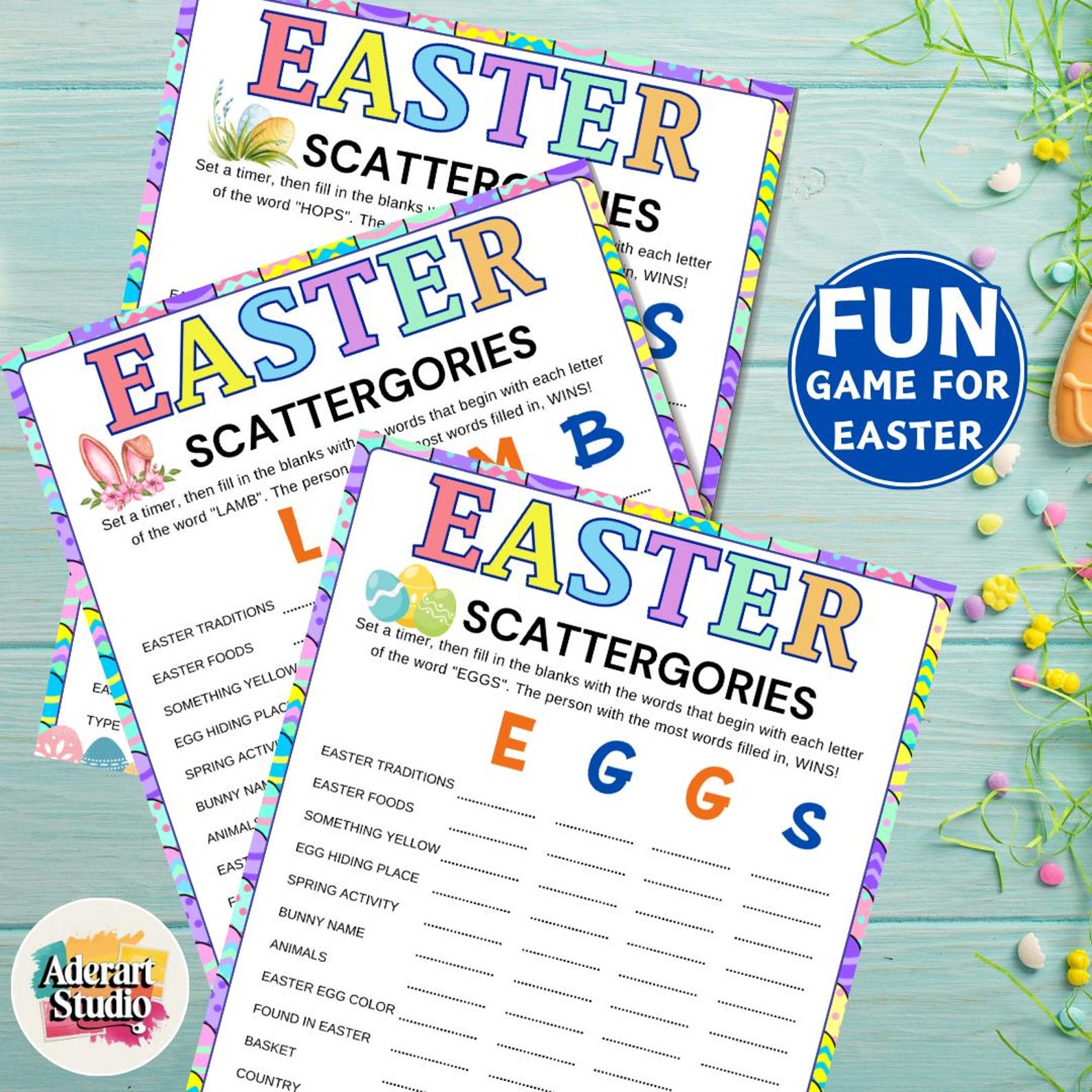 Easter Scattergories Games Bundle, Easter Party Games, Easter Word ...