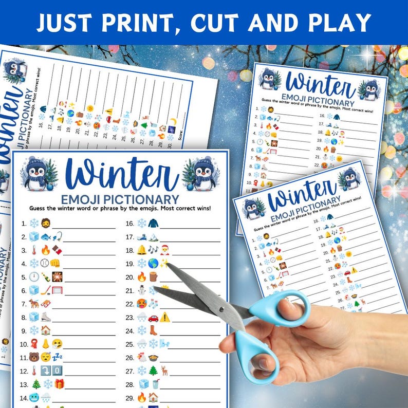 Winter Emoji Game, Winter Emoji Pictionary, Trivia Game, Winter Emoji ...