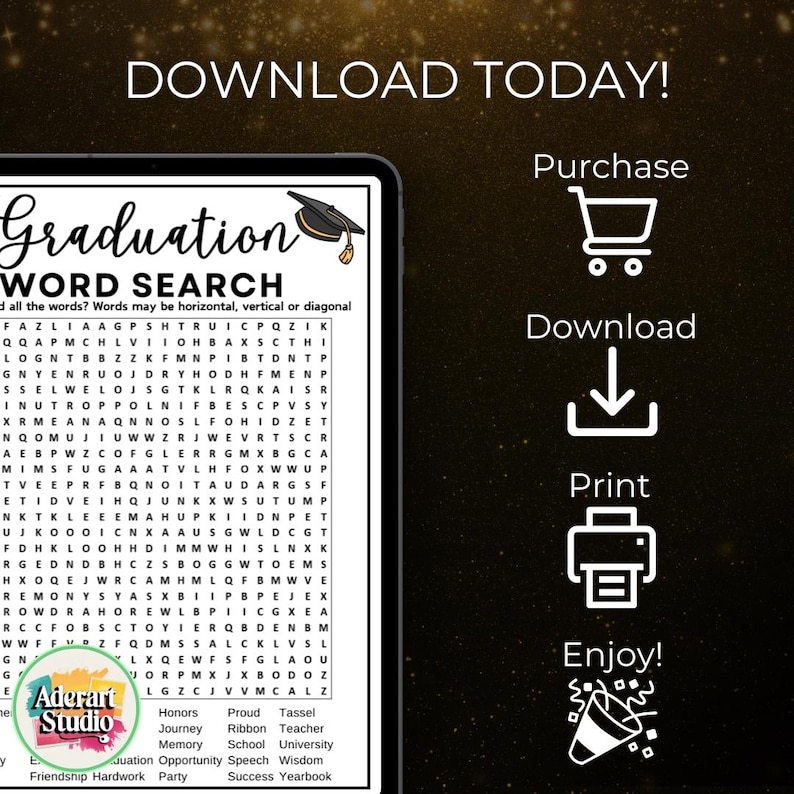 Printable Graduation Word Search Game, Graduation Games, High School or ...