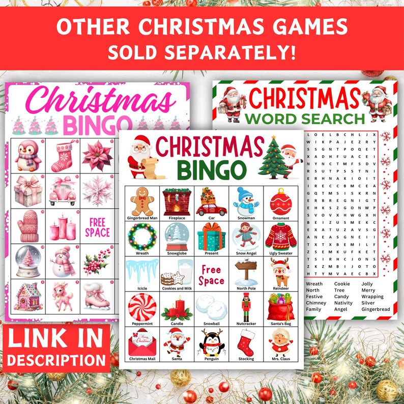 60 Christmas Bingo Cards, Christmas Activity, Christmas Games ...