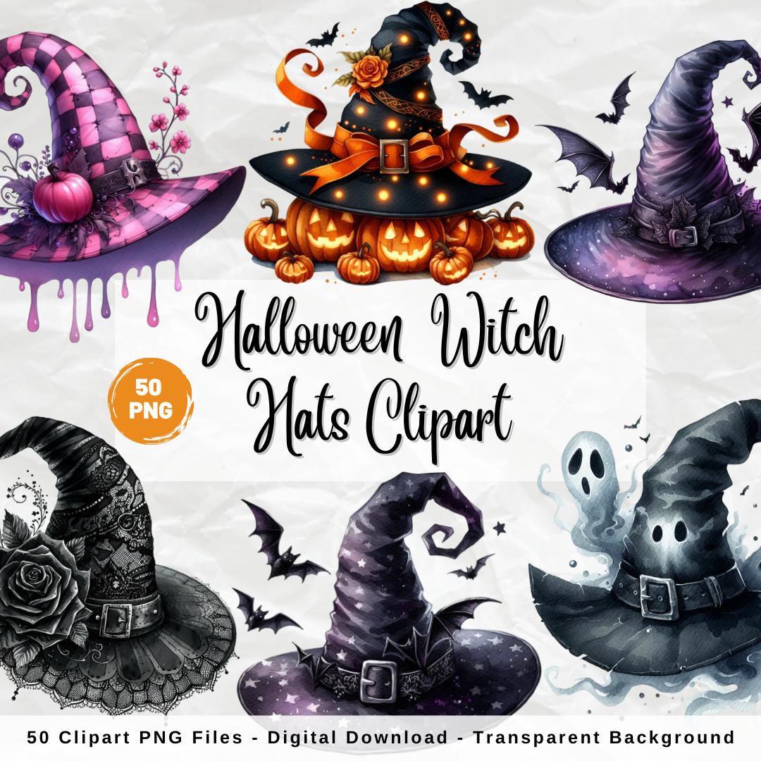 Halloween Witch Hats Clipart Bundle, Witch Hat Clipart, Halloween Witch ...
