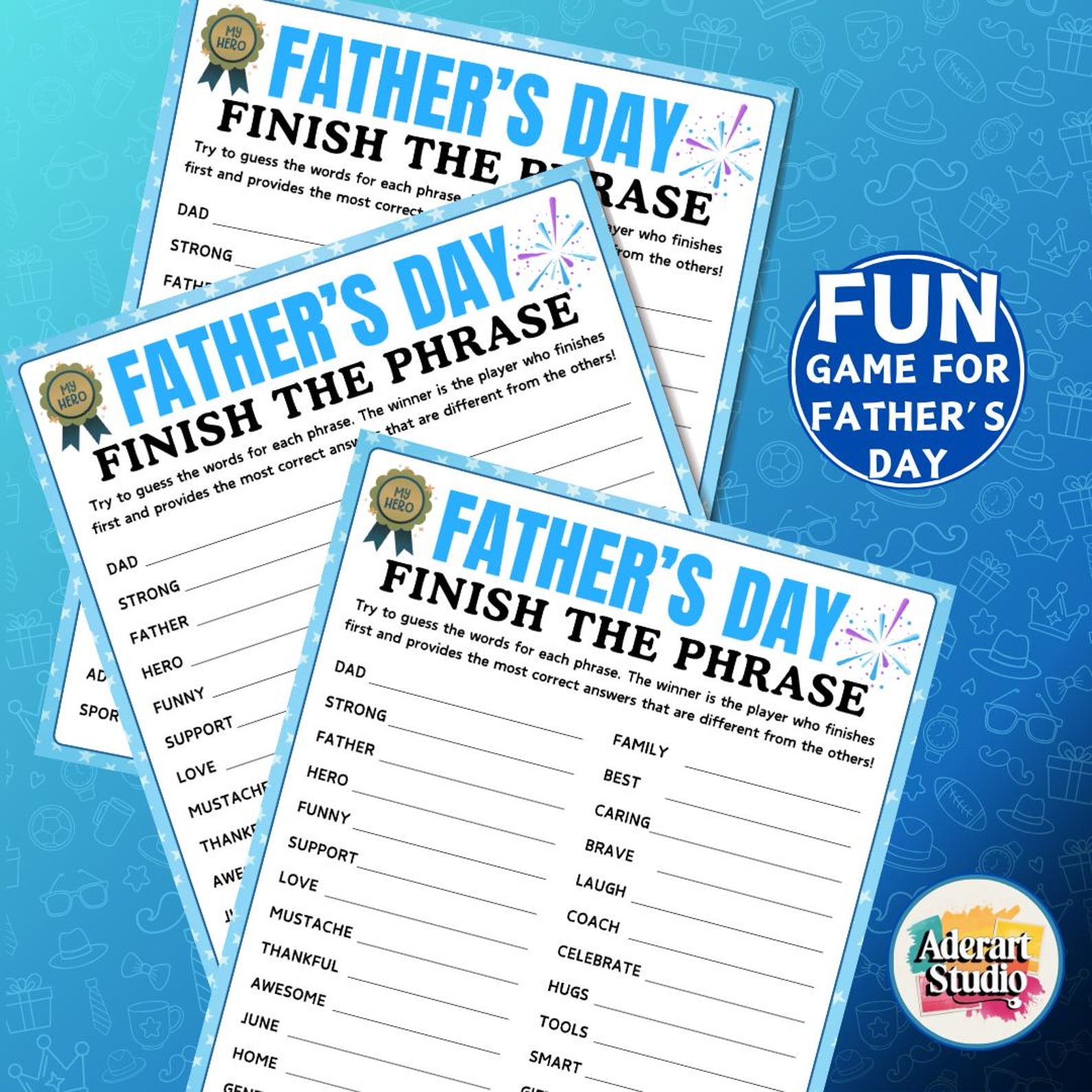 Father's Day Finish the Phrase Game, Finish My Phrase, Printable Word ...