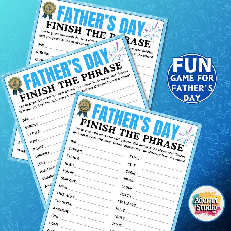 Father's Day Finish the Phrase Game, Finish My Phrase, Printable Word ...
