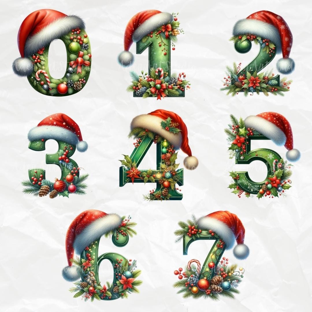 Christmas Alphabet and Numbers Clipart, Christmas Letters, Christmas ...