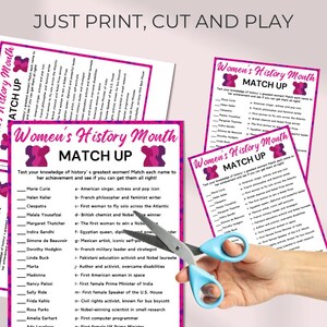 Women's History Month Match up Game, Women's Day Games, Famous Women ...