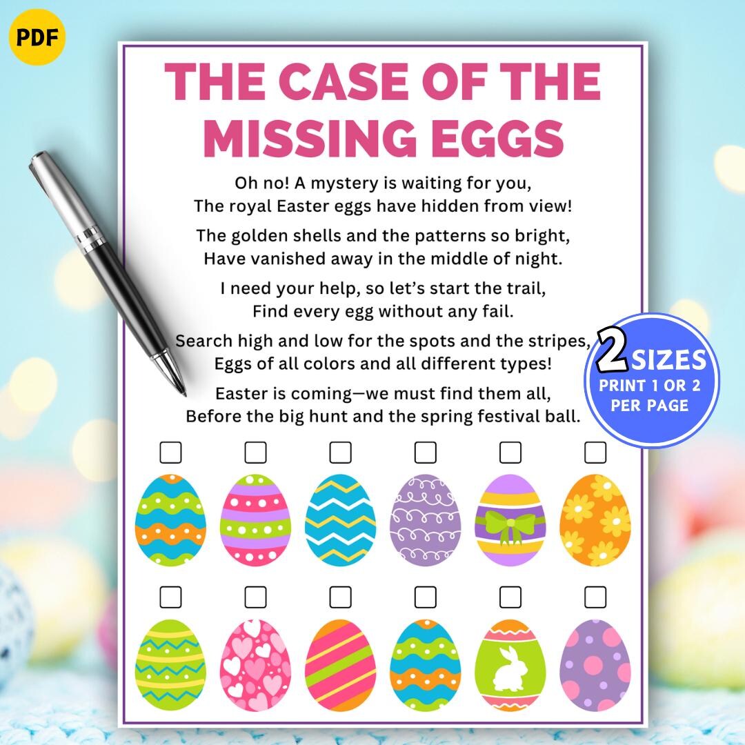 Indoor Easter Scavenger Hunt, Eggs Scavenger Hunt Game, Easter Egg Hunt ...