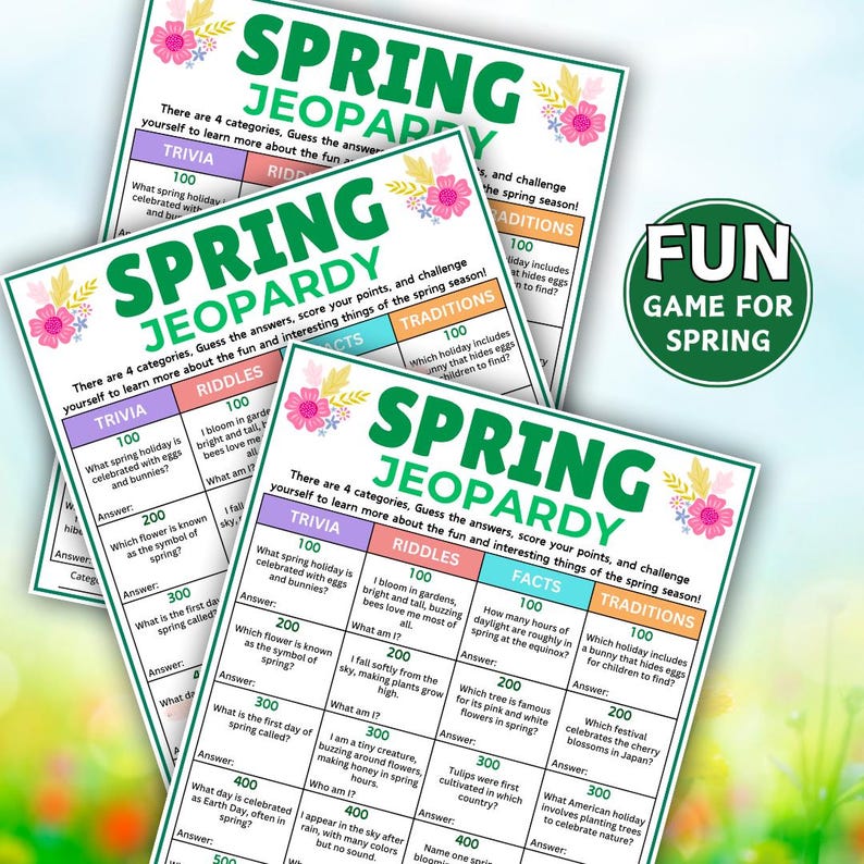 Spring Jeopardy Game, Spring Trivia Game, Spring Quiz Game, Spring ...