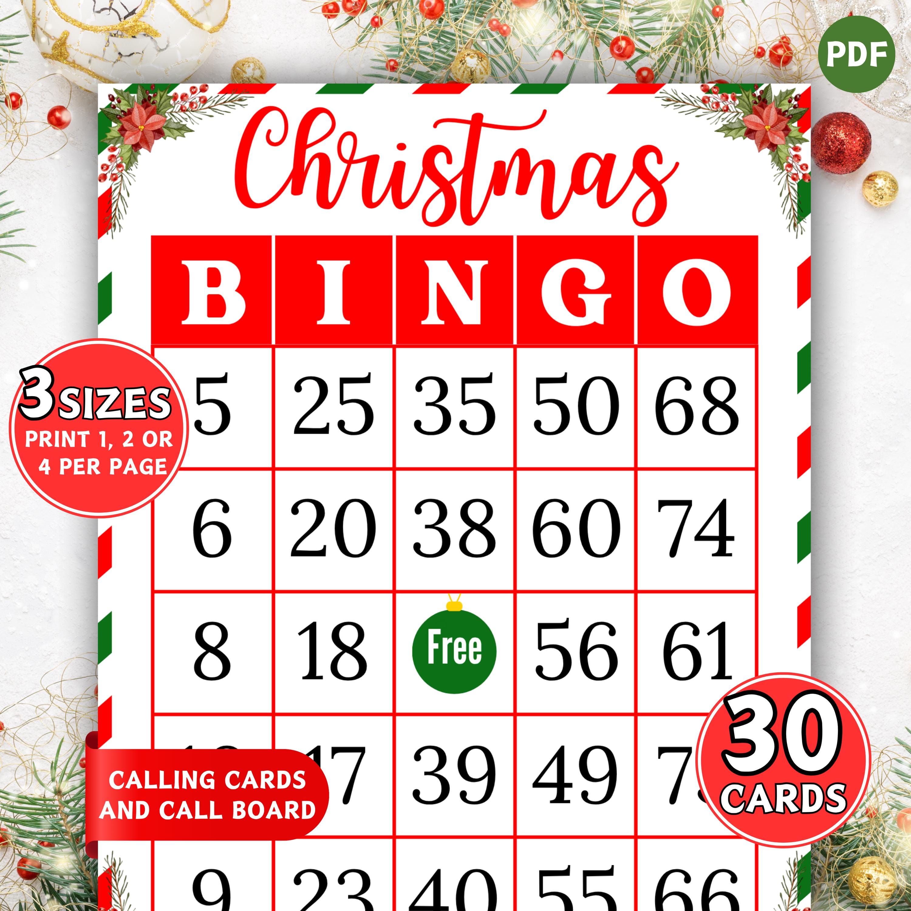 30 Christmas Bingo Cards, Printable Christmas Bingo, Christmas Party ...