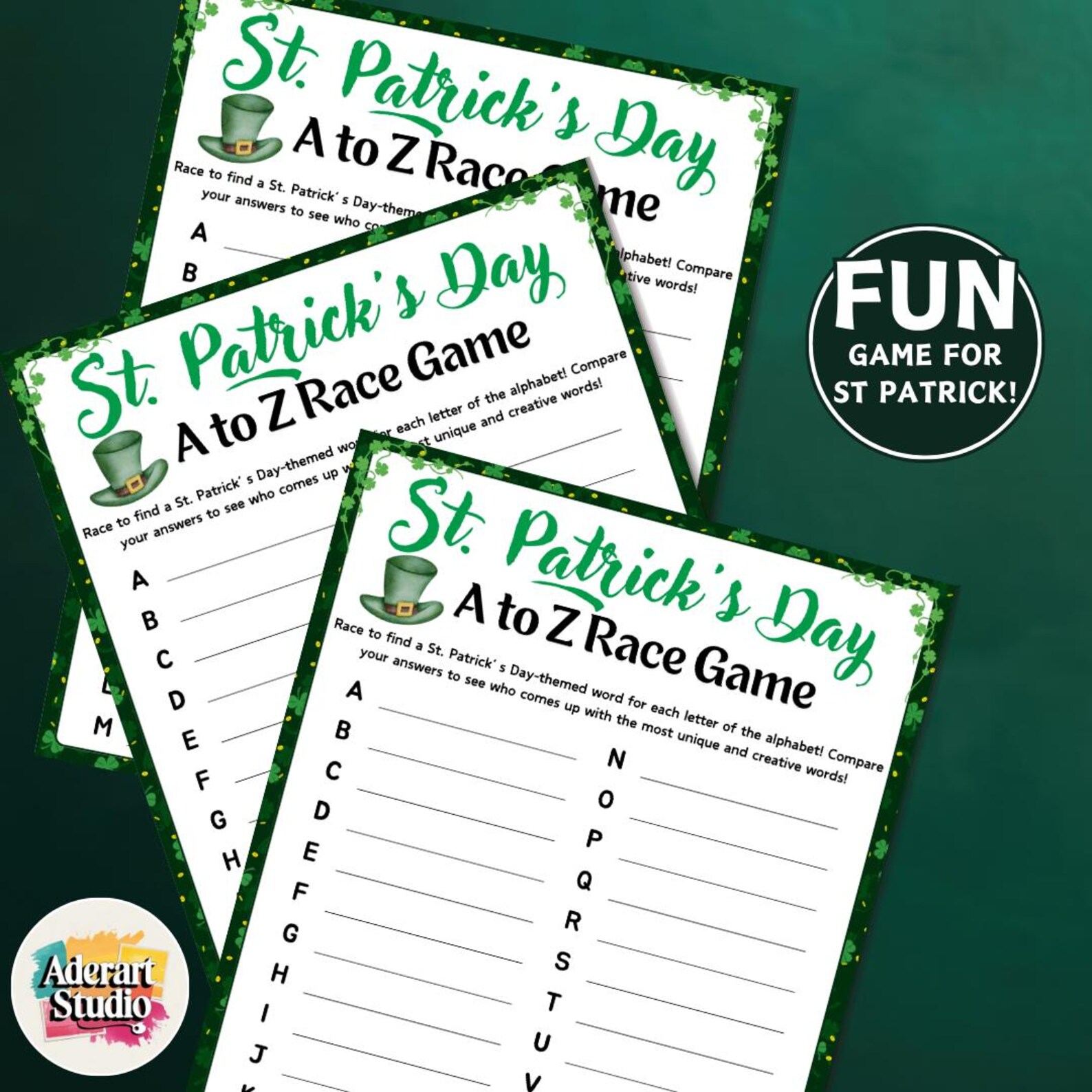 Printable St. Patrick's Day A to Z Game, A-Z Race Game, St Patricks Day ...
