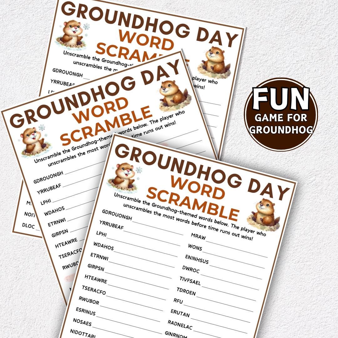 Groundhog Day Word Scramble Game, Printable Groundhog Activity, Word ...