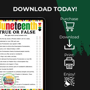 Juneteenth True or False Game, Juneteenth Trivia Quiz, Juneteenth Game ...