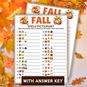 Fall Emoji Game, Autumn Emoji Pictionary, Trivia Game, Autumn Emoji ...