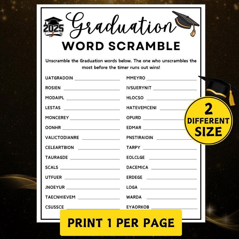 Graduation Word Scramble Game, Printable Graduation Party Games ...