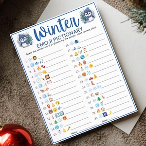 Winter Emoji Game, Winter Emoji Pictionary, Trivia Game, Winter Emoji ...