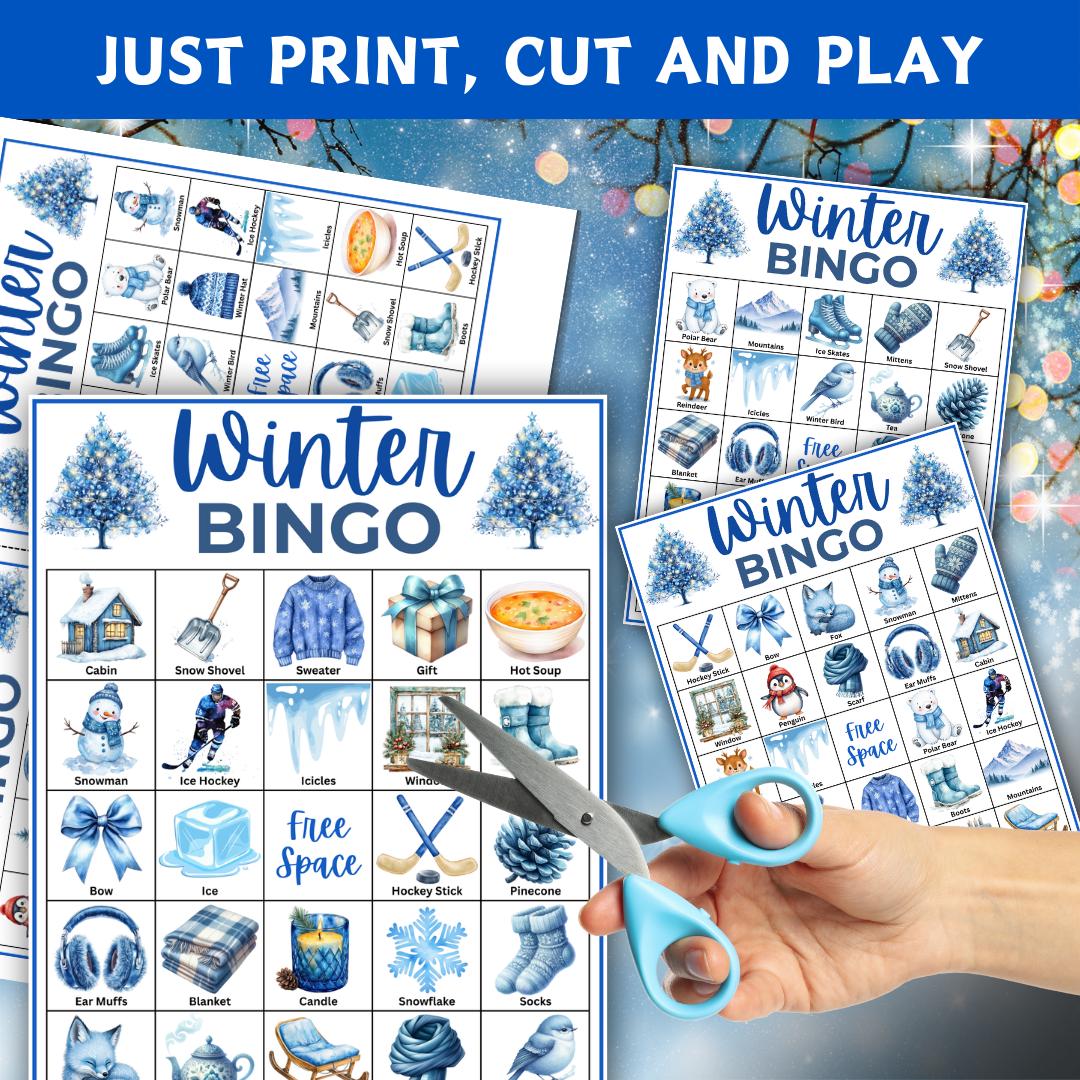 50 Winter Bingo Cards, Winter Bingo, Winter Themed Bingo Cards PDF ...
