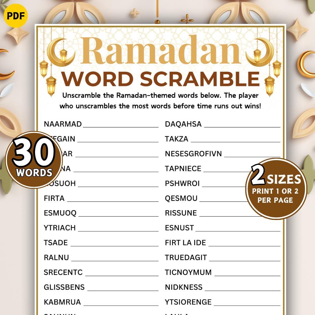 Ramadan Word Scramble Game, Printable Ramadan Game, Ramadan Activity ...